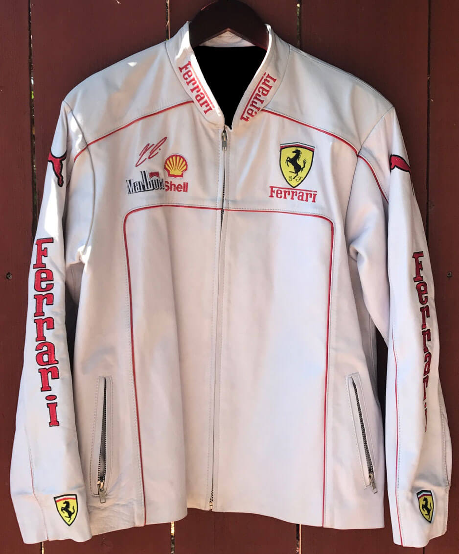 Ferrari White Motorcycle Racing Leather Jacket - Moto Bike Jacket