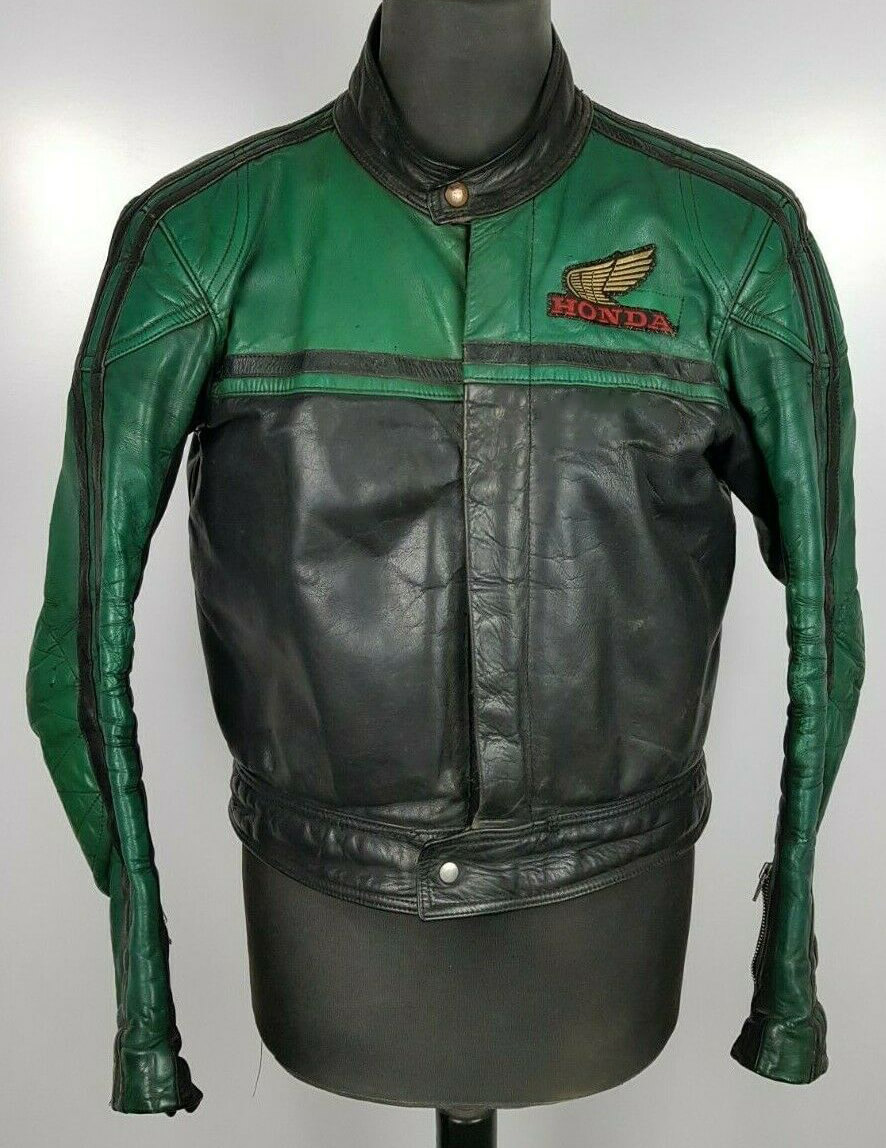 Honda Motorcycle Black And Green Leather Jacket - Moto Bike Jacket