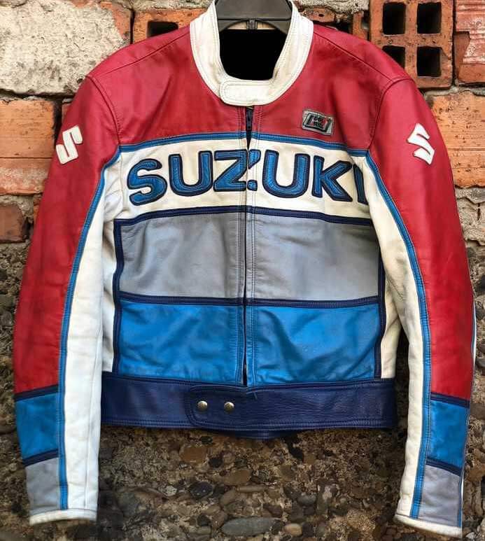 Vintage Suzuki Motorcycle Racing Leather Jacket - Moto Bike Jacket